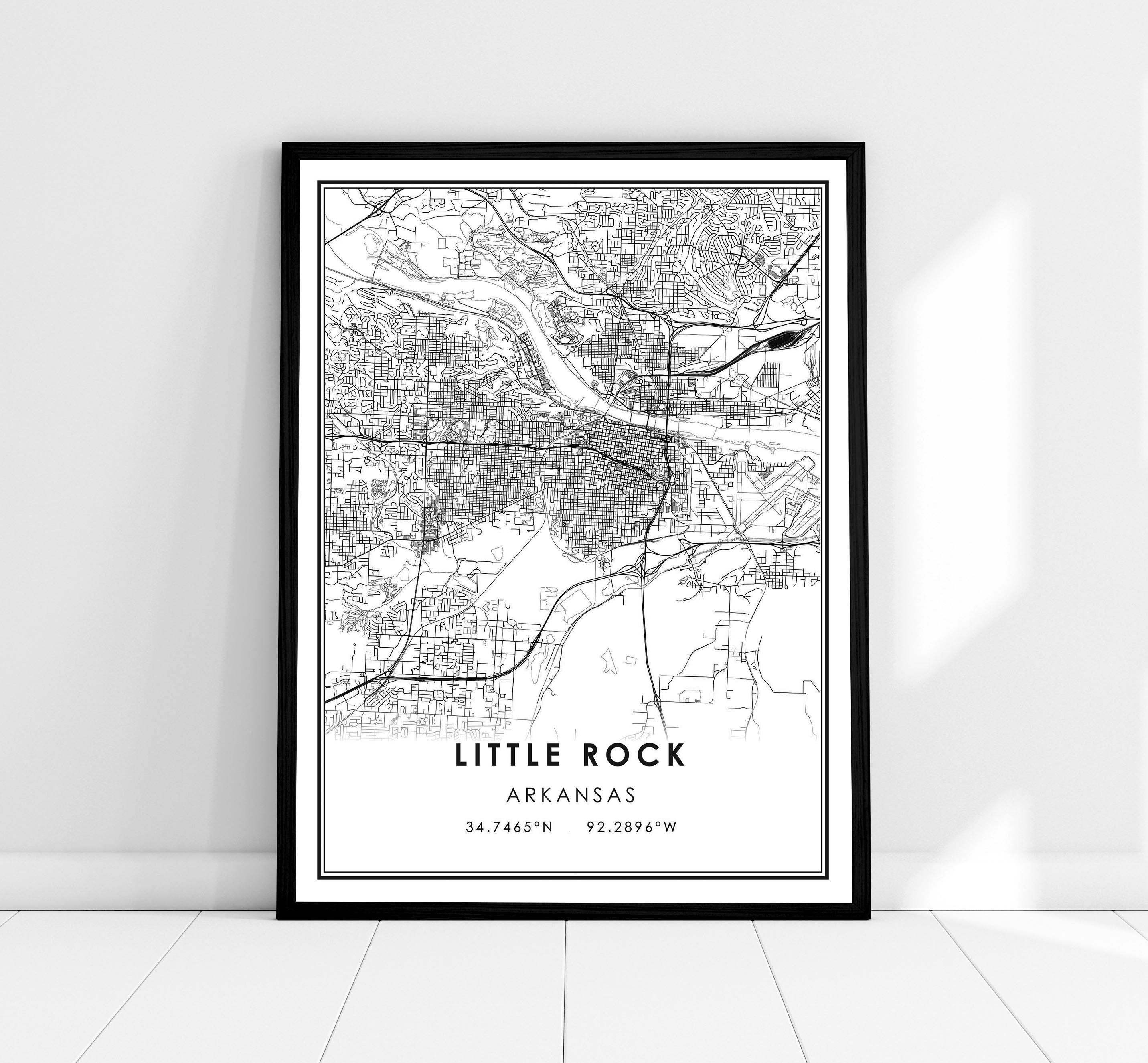 Little Rock Map Print Poster Canvas | Arkansas Map Print Poster Canvas ...