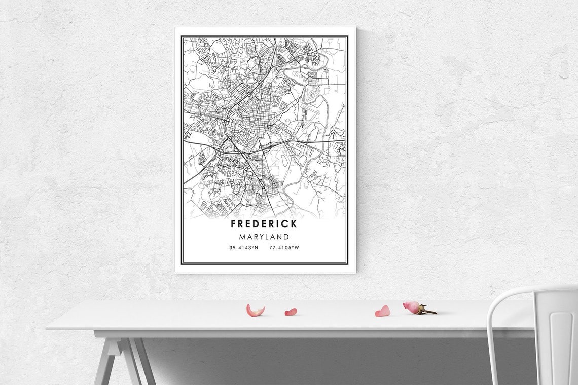 Frederick map print poster canvas Maryland map print poster | Etsy
