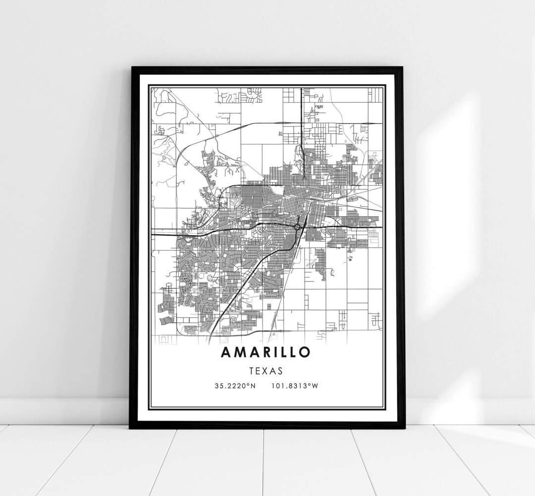Amarillo Map Print Poster Canvas Texas Map Print Poster Canvas Amarillo ...