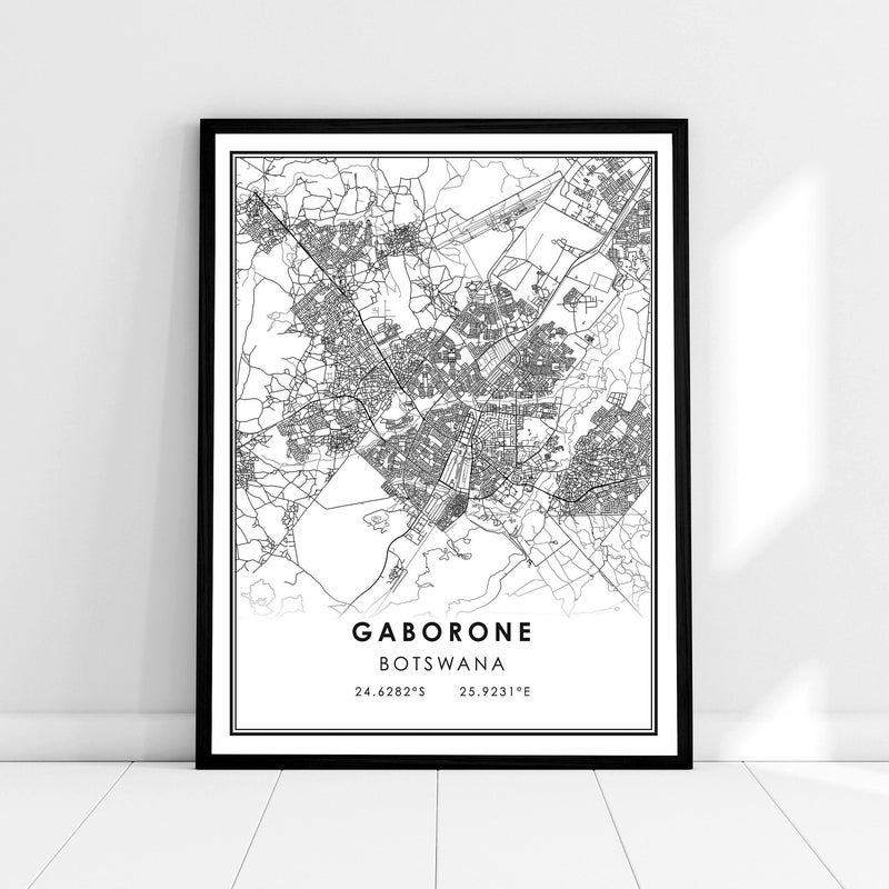 Botswana Map With Cities - Etsy