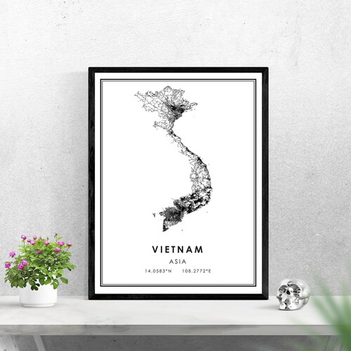 Vietnam Map Print Poster Canvas Vietnam Road Map Print | Etsy