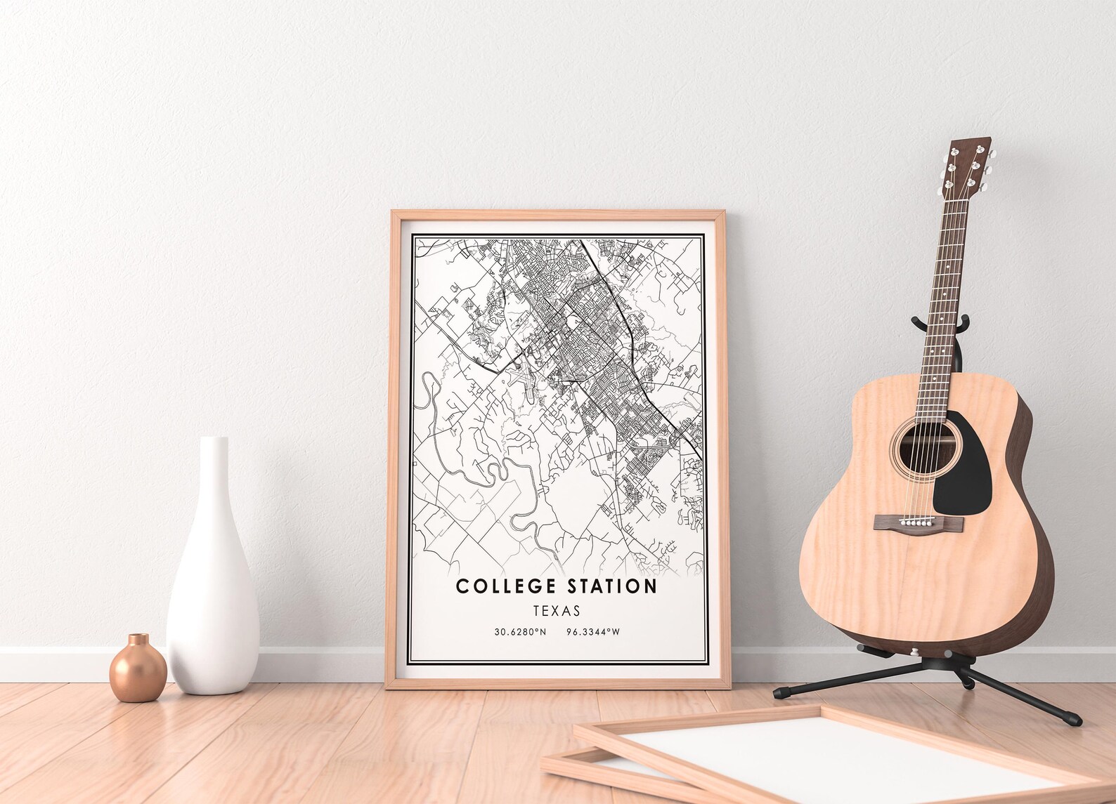 College Station Map Print Poster Canvas | Texas Map Print Poster Canvas ...