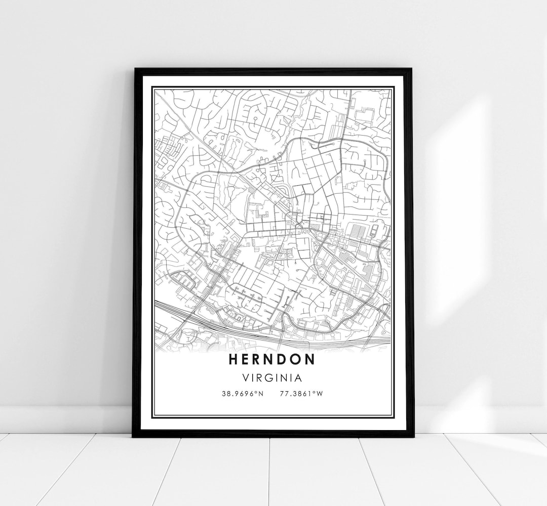 Herndon Map Print Poster Canvas | Virginia Map Print Poster Canvas ...