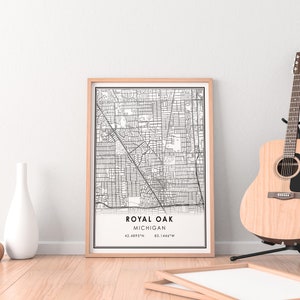 Royal Oak Map Print Poster Canvas | Michigan Map Print Poster Canvas ...