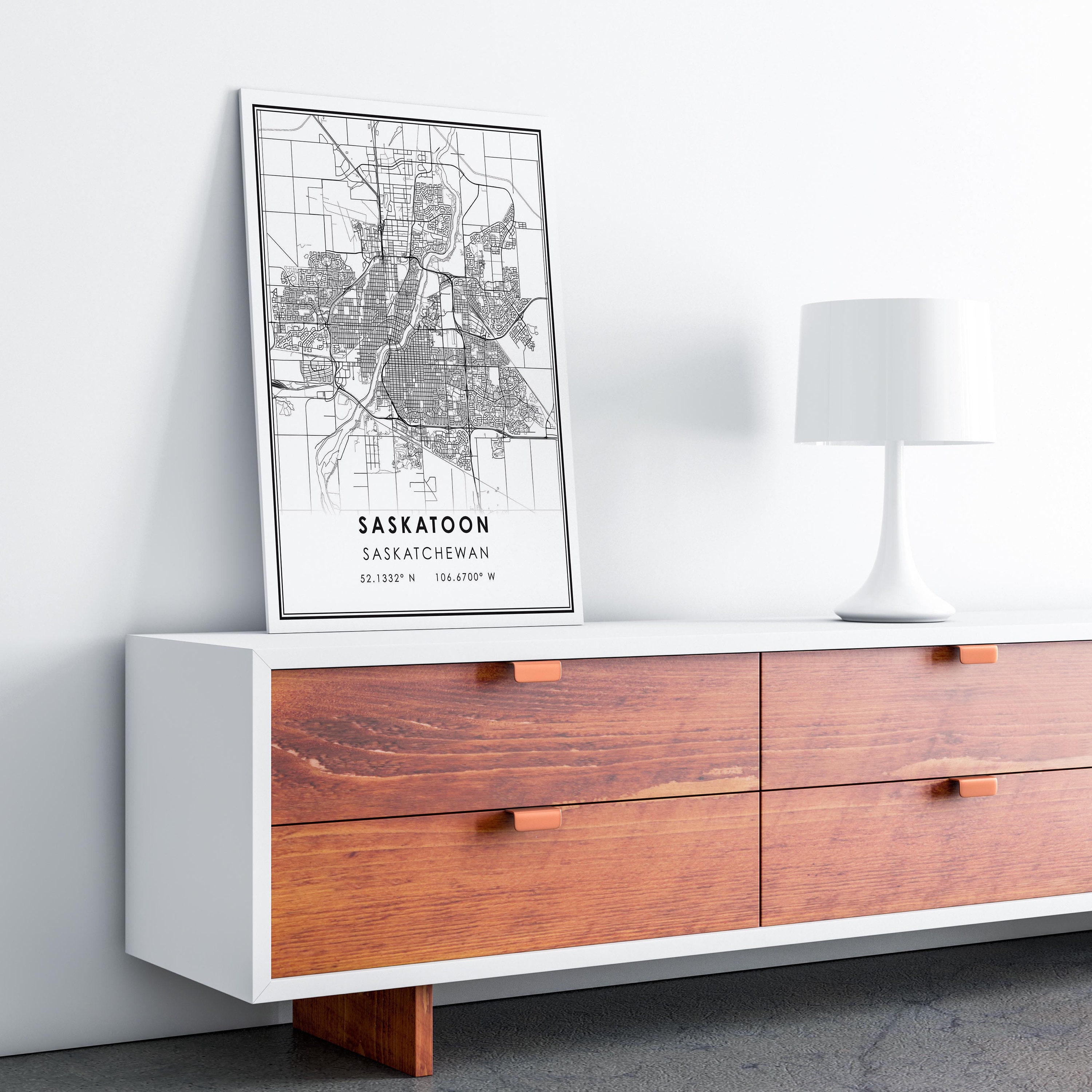 Saskatoon Map Print Poster Canvas | Saskatchewan Map Print Poster ...