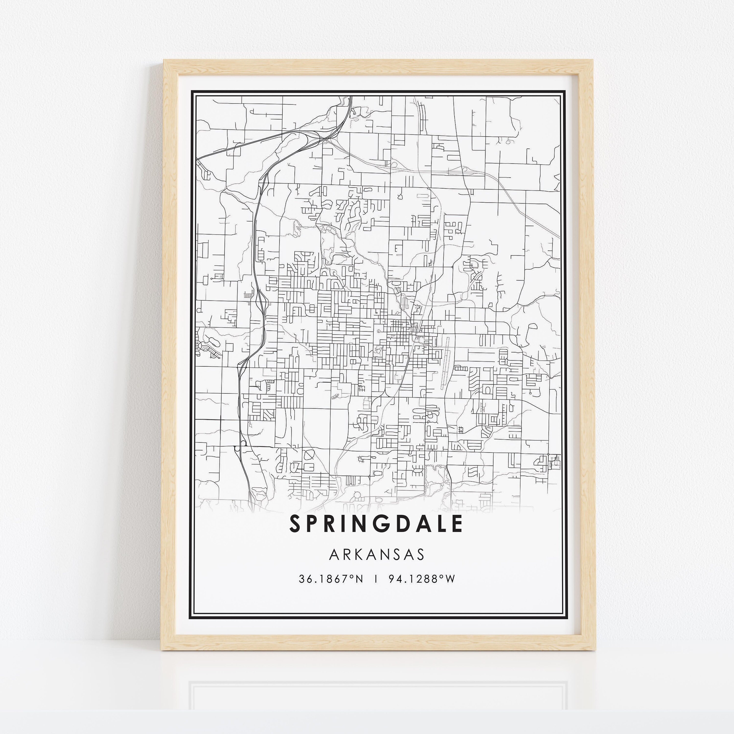 Springdale Map Print Poster Canvas Springdale Arkansas Map - Etsy