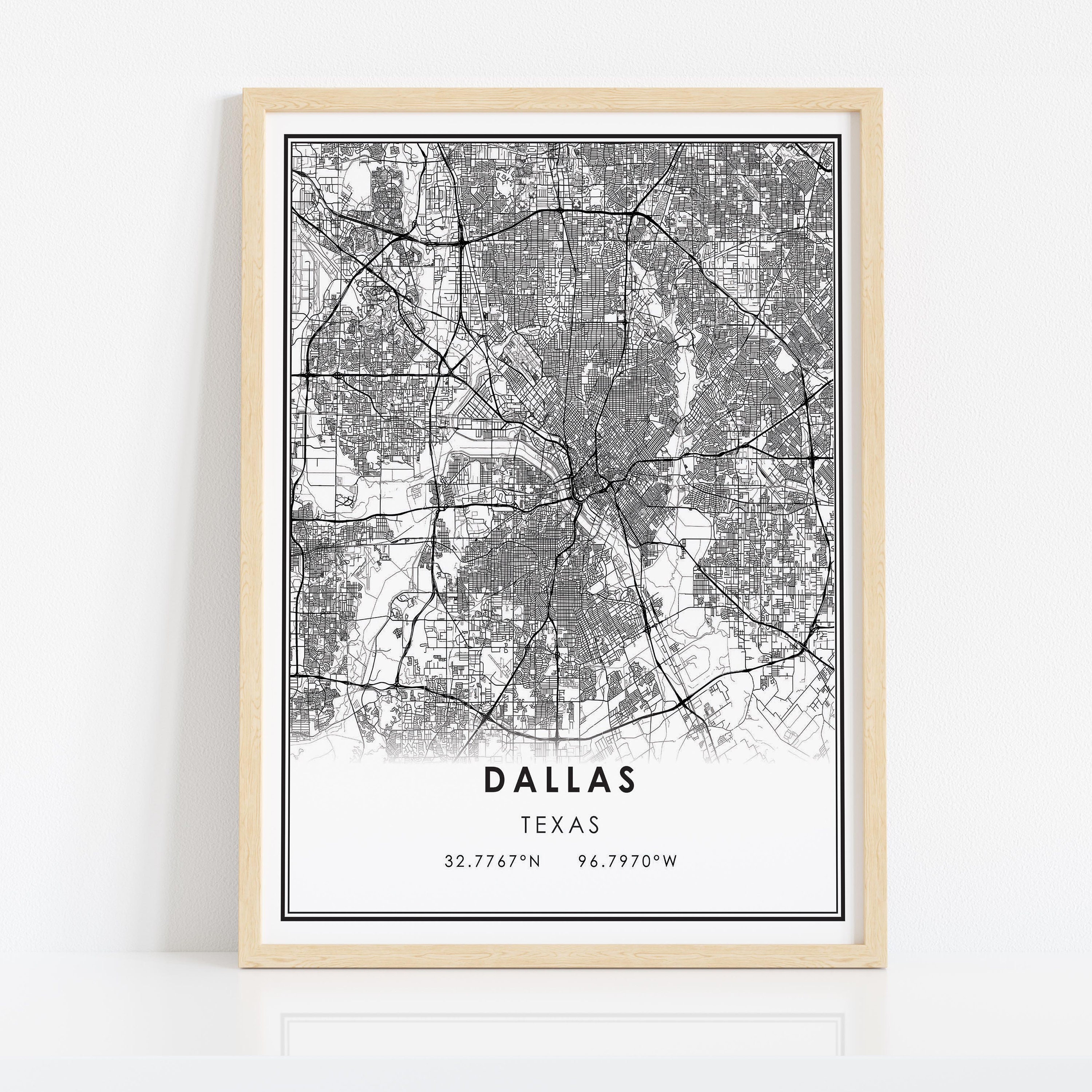 Dallas Map Print Poster Canvas Texas Map Print Poster Canvas | Etsy