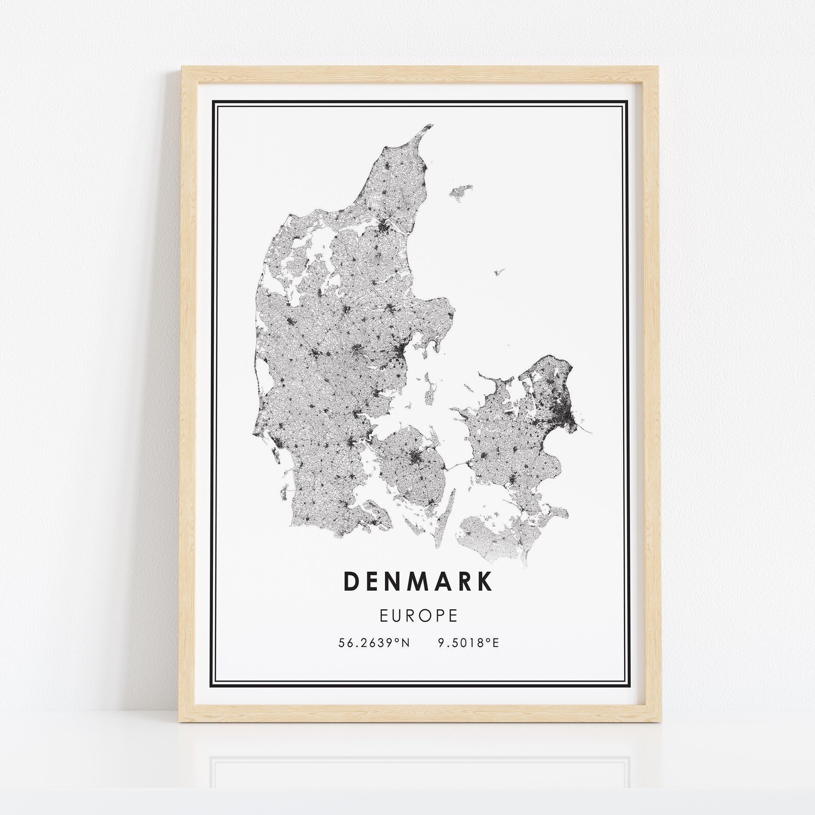 Denmark Country Map Print Poster Canvas Denmark Country Road - Etsy