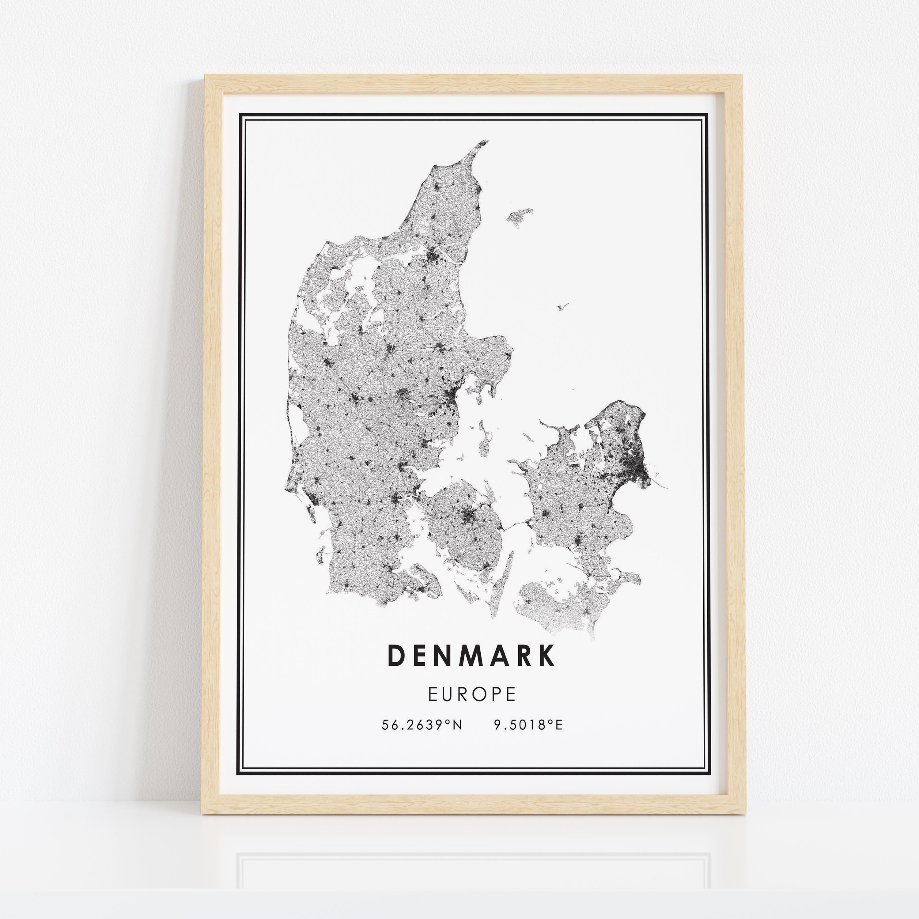 Denmark Country Map Print Poster Canvas Denmark Country Road - Etsy