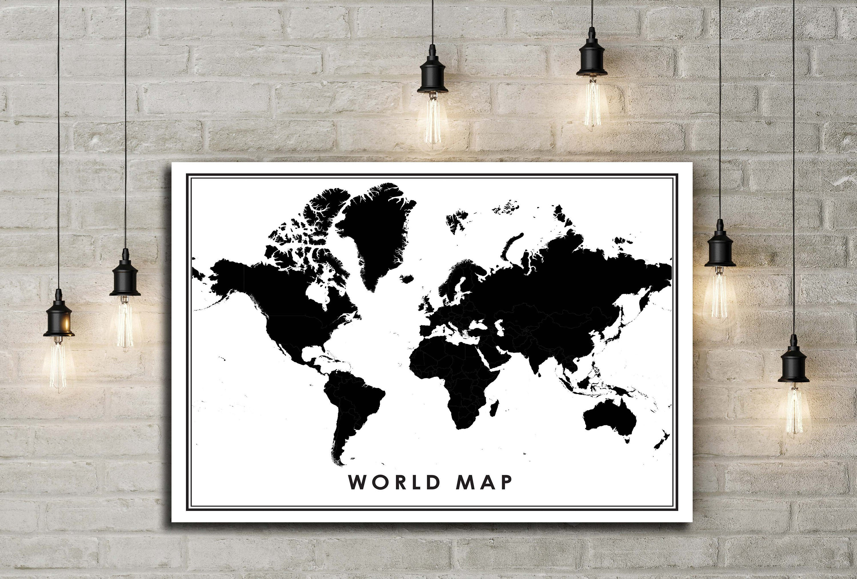 World Map Print Poster Canvas Map of the World Modern - Etsy