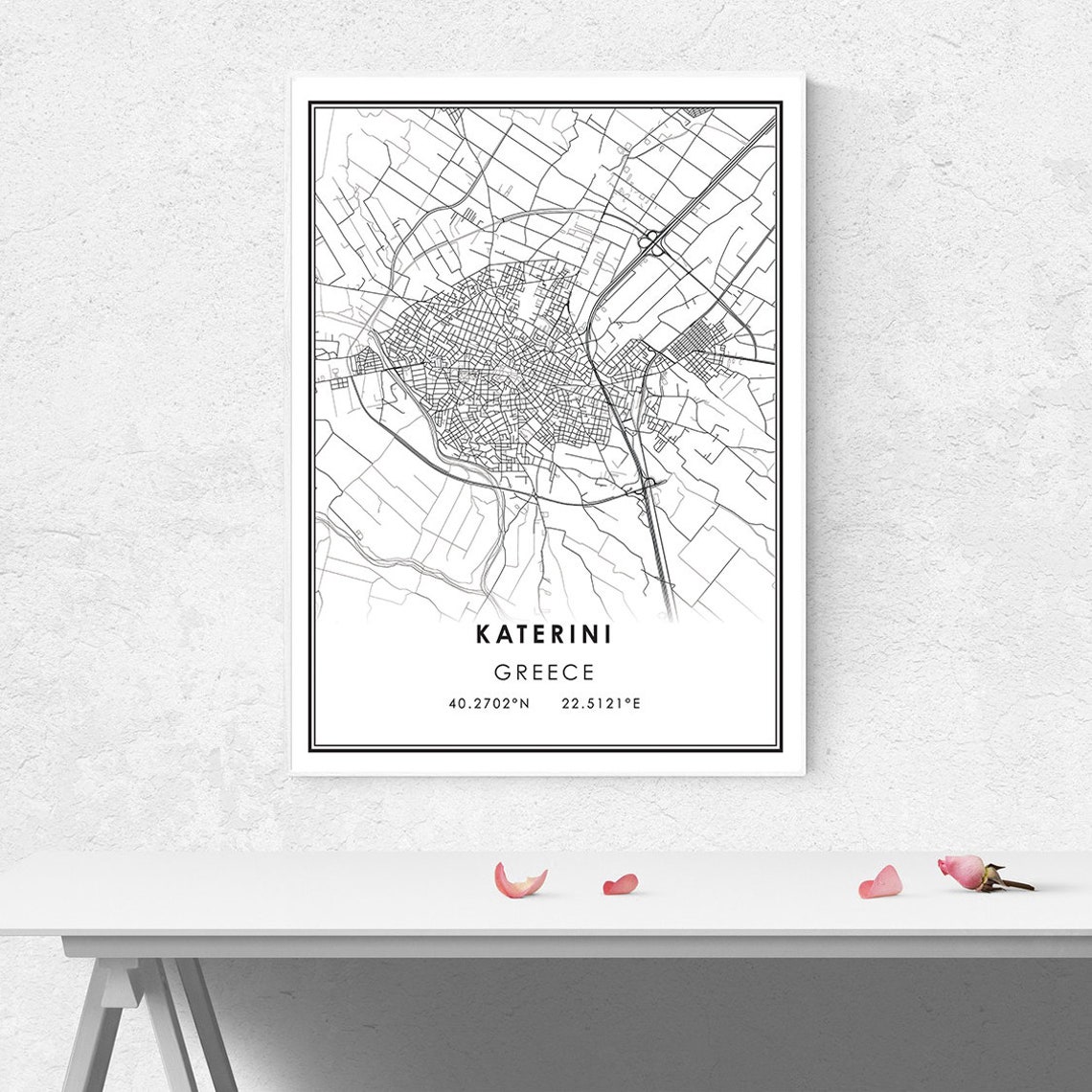 Katerini map print poster canvas Greece map print poster | Etsy