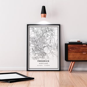 Frederick Map Print Poster Canvas | Maryland Map Print Poster Canvas ...