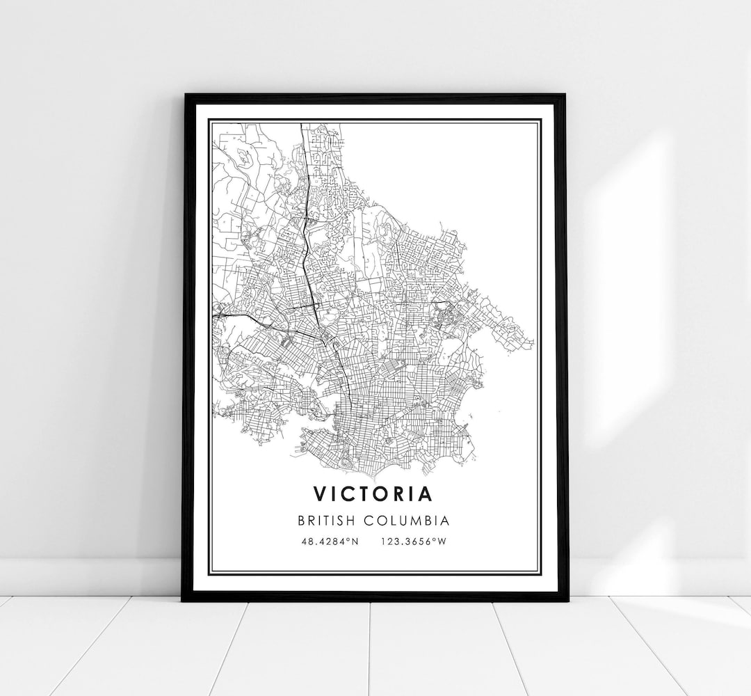 Victoria Map Print Poster Canvas | British Columbia Map Print Poster ...