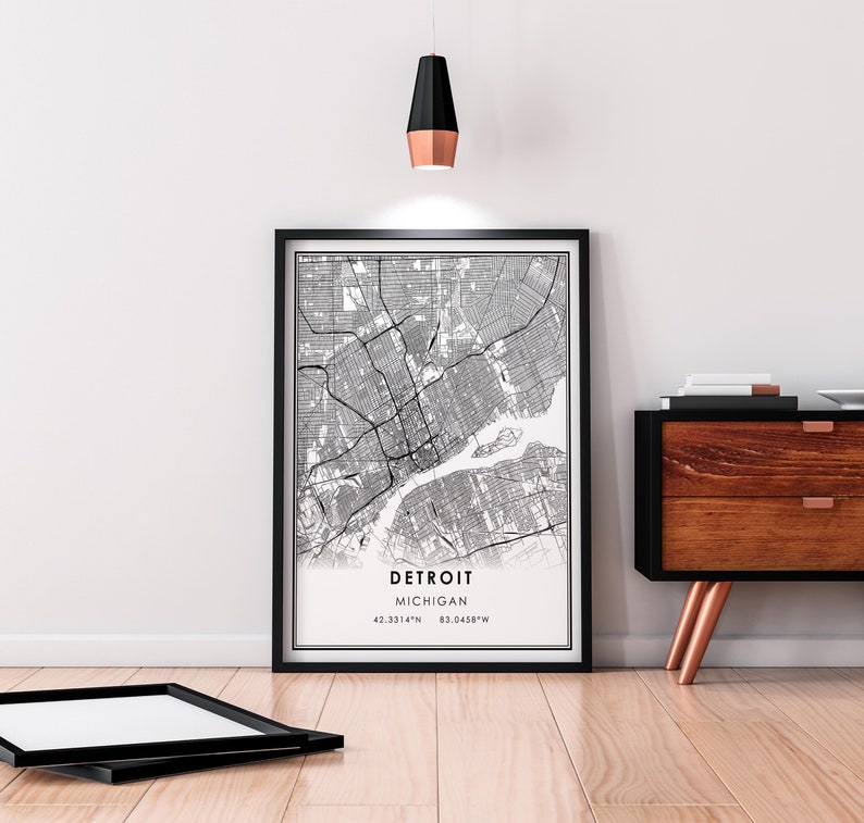 Detroit Map Print Poster Canvas Michigan Map Print Poster - Etsy