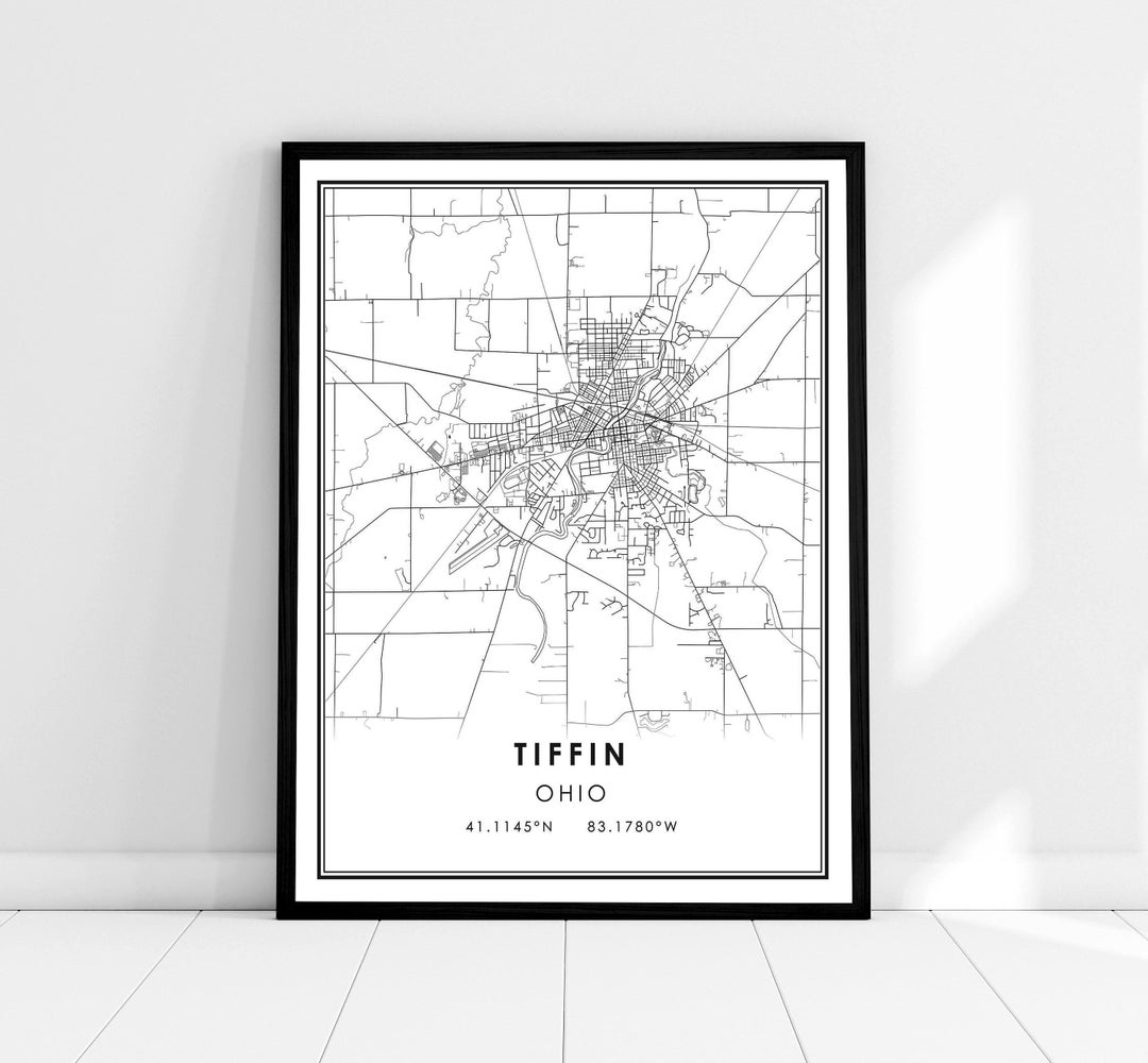 Tiffin Map Print Poster Canvas | Ohio Map Print Poster Canvas | Tiffin ...