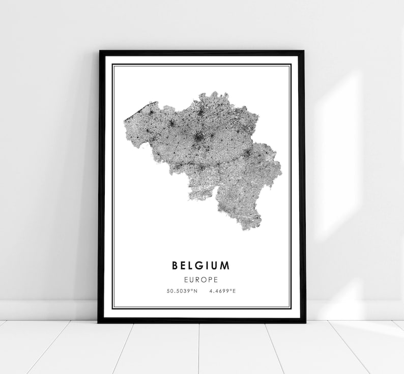 Belgium Country Map Print Poster Canvas Belgium Country Road - Etsy