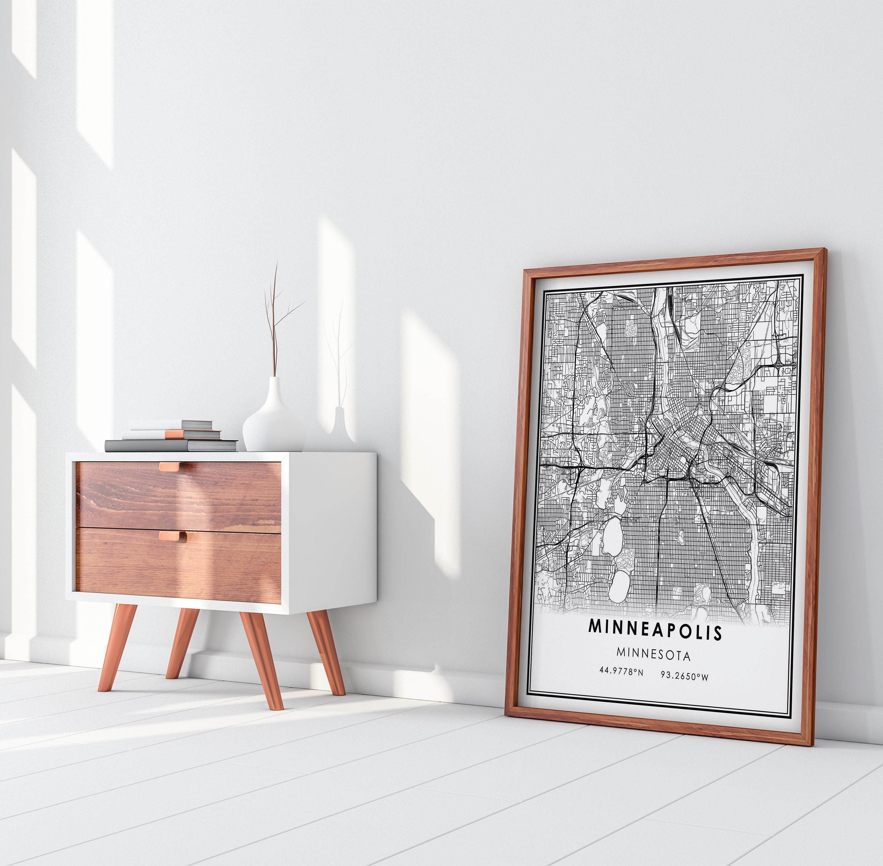 Minneapolis Map Print Poster Canvas Minnesota Map Print - Etsy