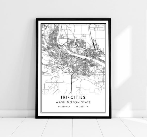 Tri Cities Map Print Poster Canvas Washington State Map - Etsy