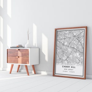 Cherry Hill Map Print Poster Canvas | New Jersey Map Print Poster ...