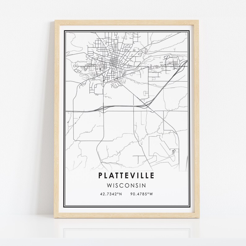 Platteville Map Print Poster Canvas Wisconsin Map Print - Etsy