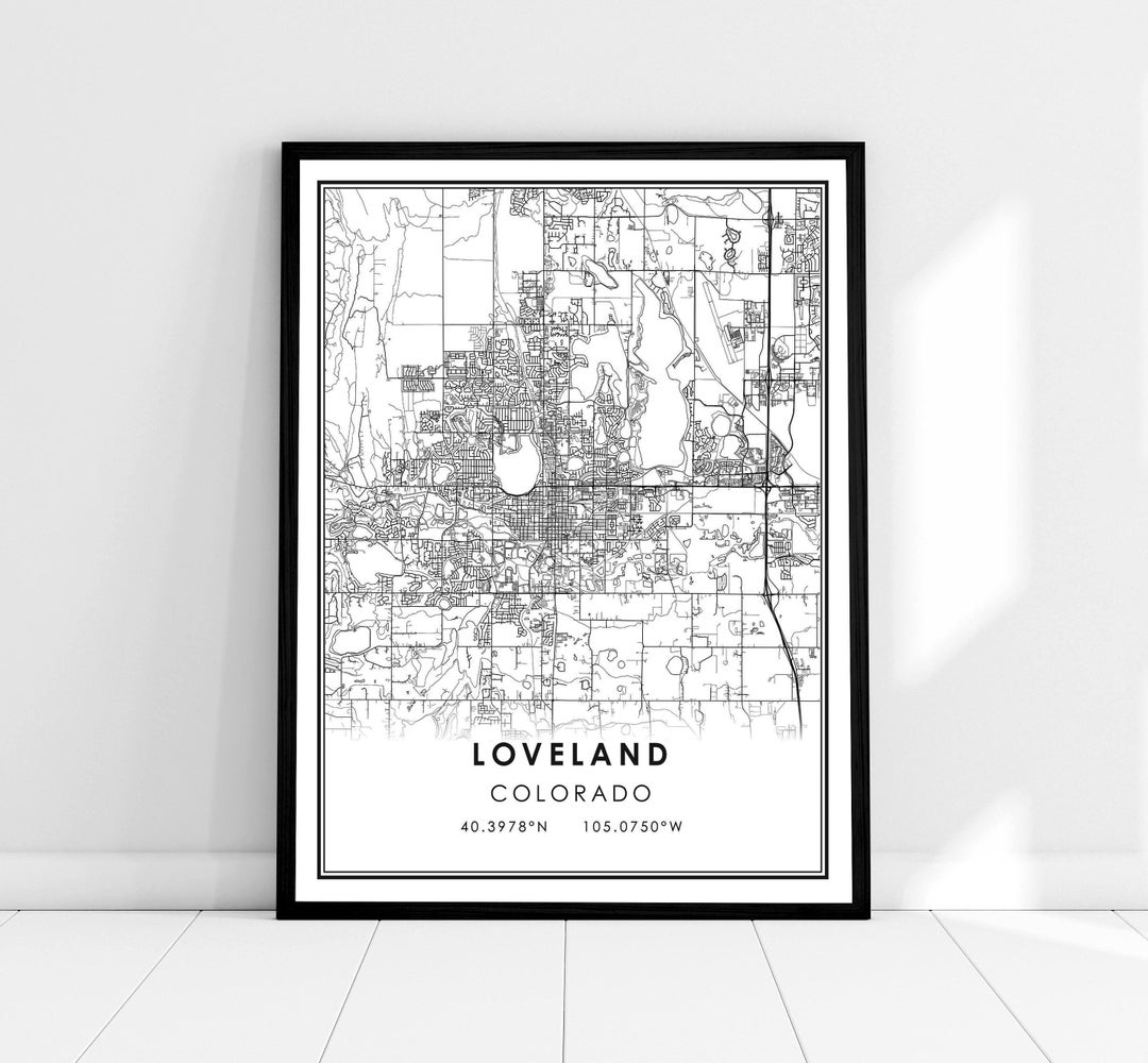Loveland Map Print Poster Canvas | Loveland Colorado Street Map Print ...