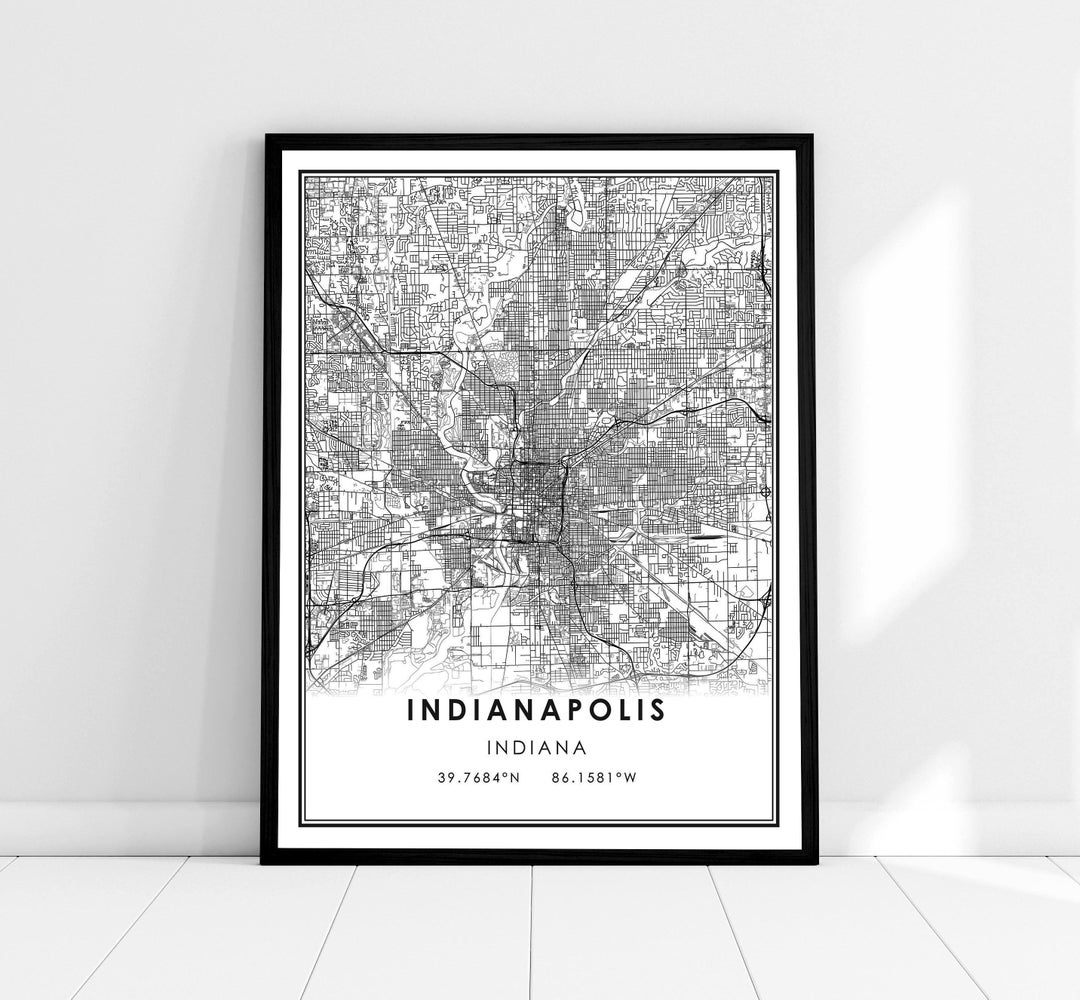 Indianapolis Map Print Poster Canvas | Indiana Map Print Poster Canvas ...