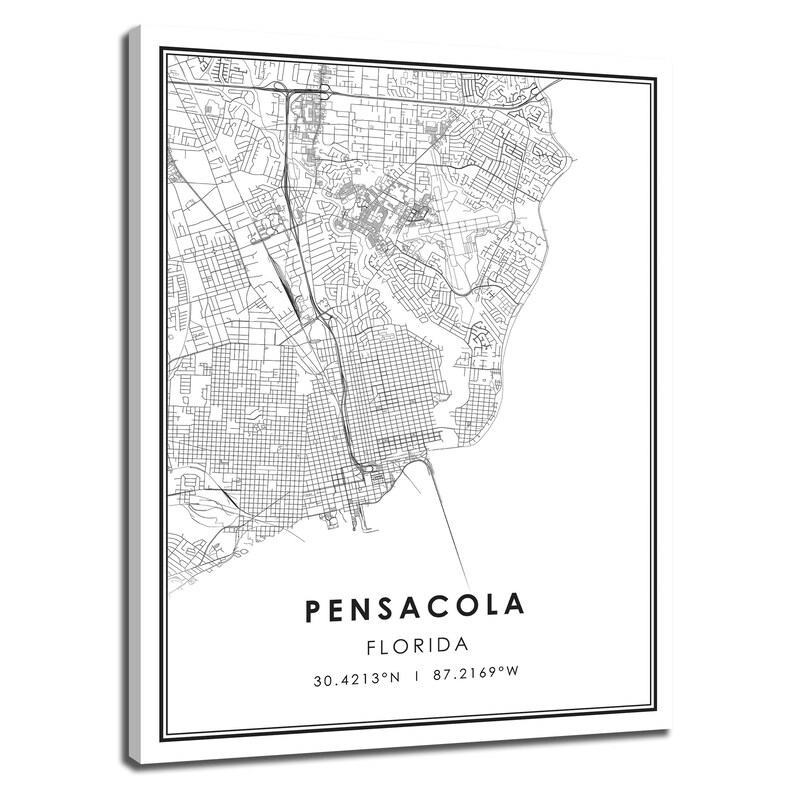 Pensacola map print poster canvas Pensacola Florida city map | Etsy