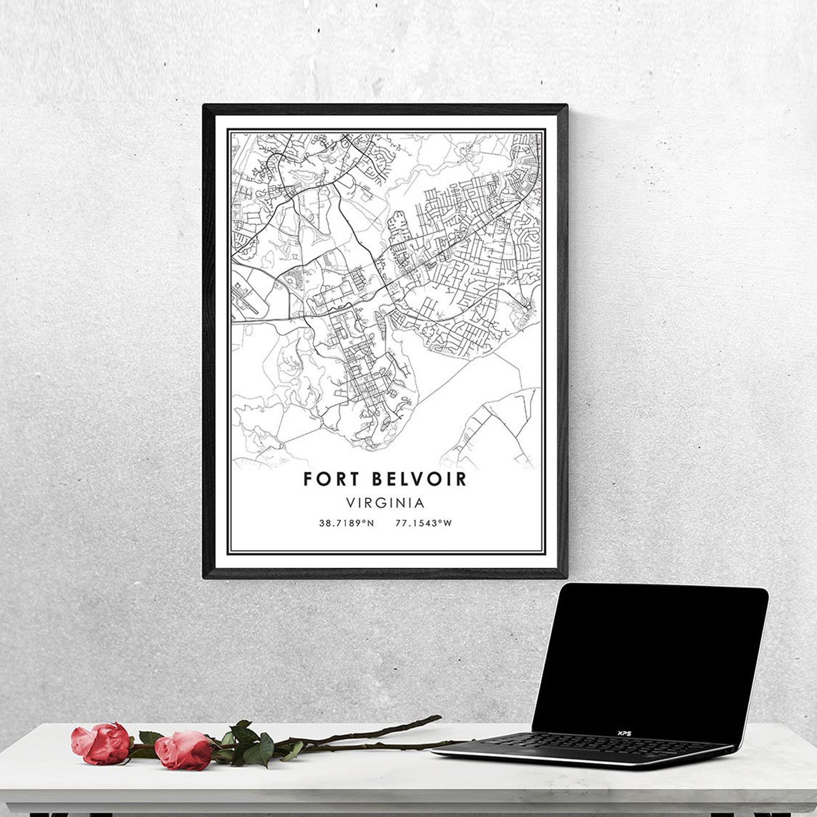 Fort Belvoir map print poster canvas Fort Belvoir Virginia | Etsy