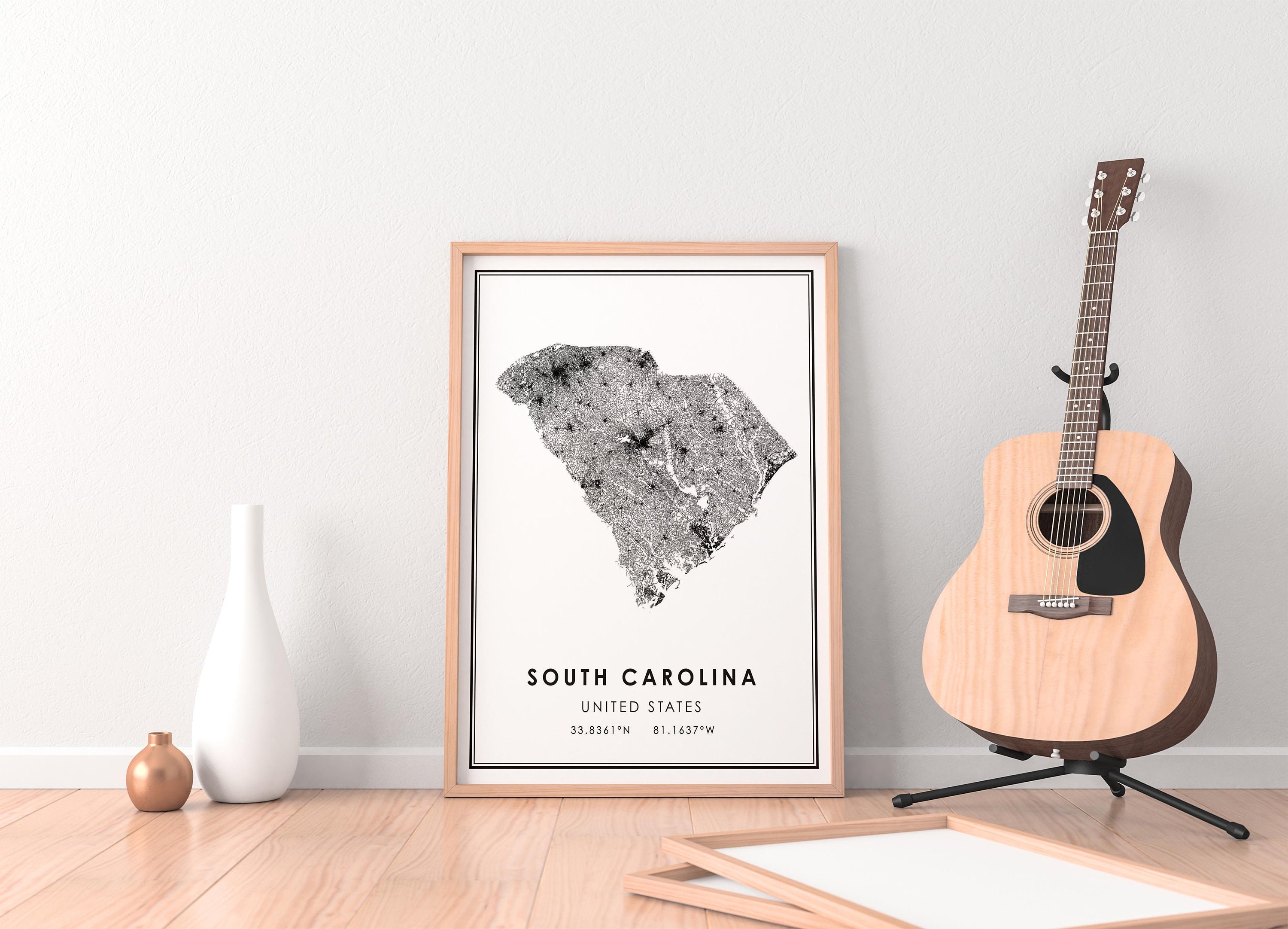 South Carolina United States Map Print Poster Canvas South - Etsy