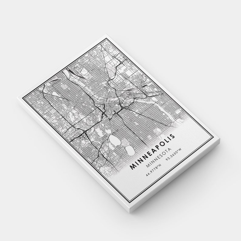 Minneapolis Map Print Poster Canvas Minnesota Map Print - Etsy
