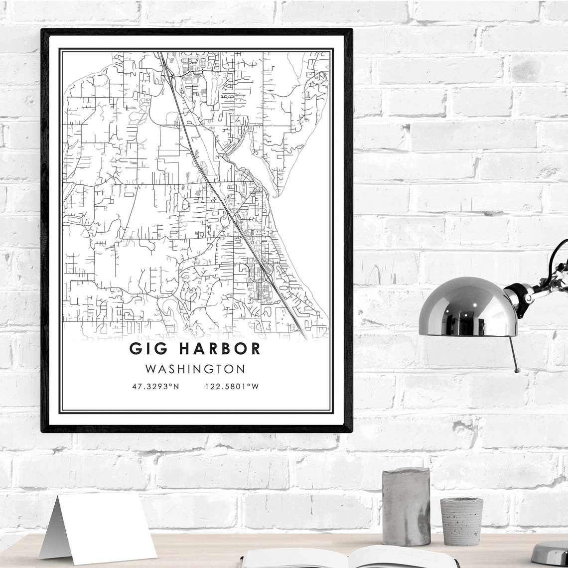 Gig Harbor map print poster canvas Gig Harbor Street map | Etsy