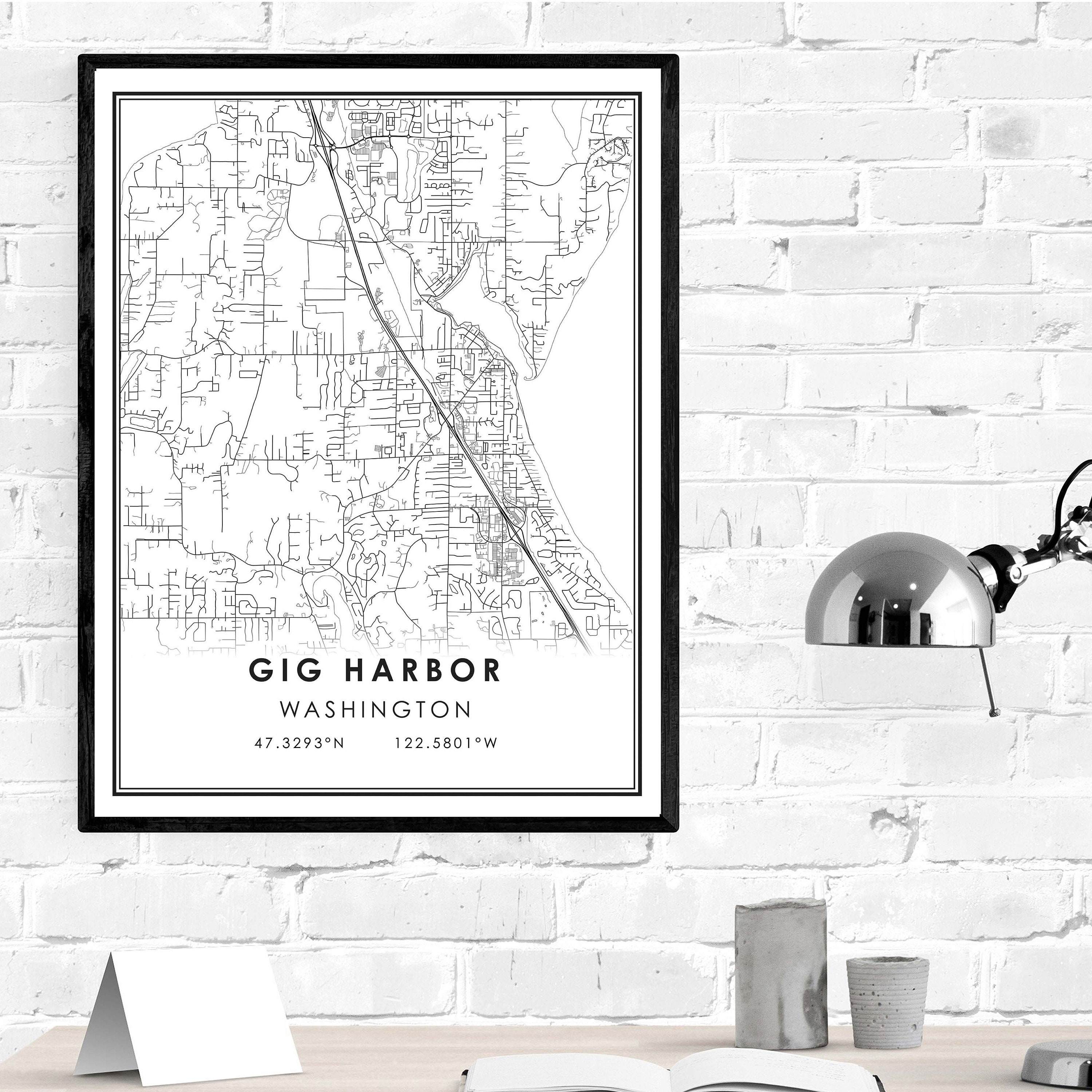 Gig Harbor map print poster canvas Gig Harbor Street map | Etsy