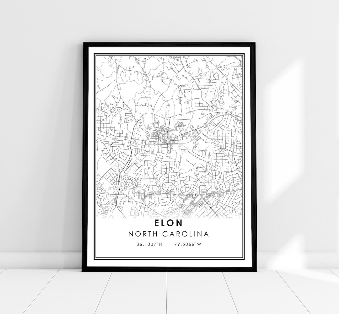 Elon Map Print Poster Canvas | North Carolina Map Print Poster Canvas ...