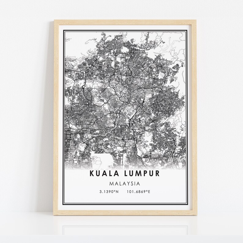 Kuala Lumpur Map Print Poster Canvas Malaysia Map Print - Etsy