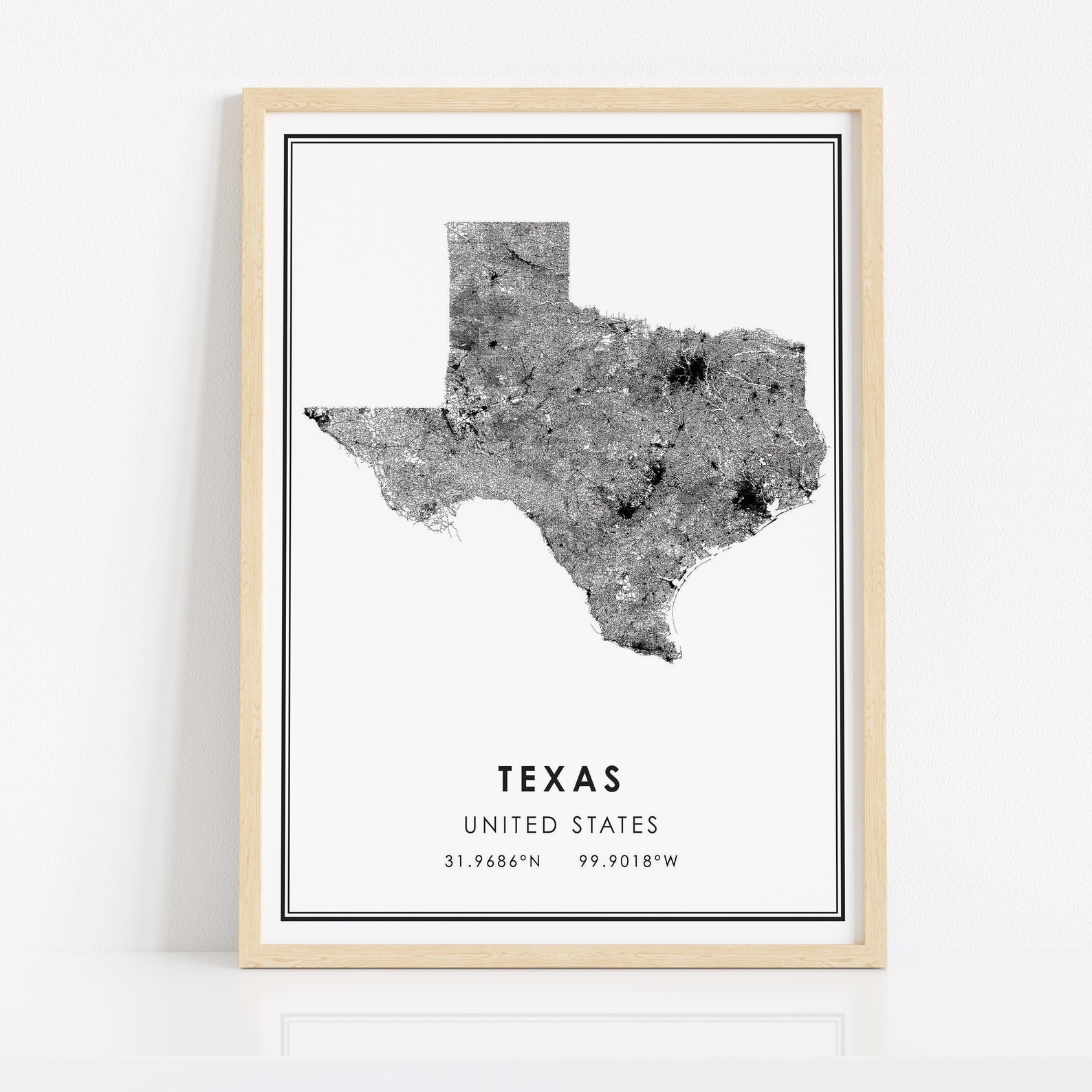 Texas United States Map Print Poster Canvas | Texas United States Road ...