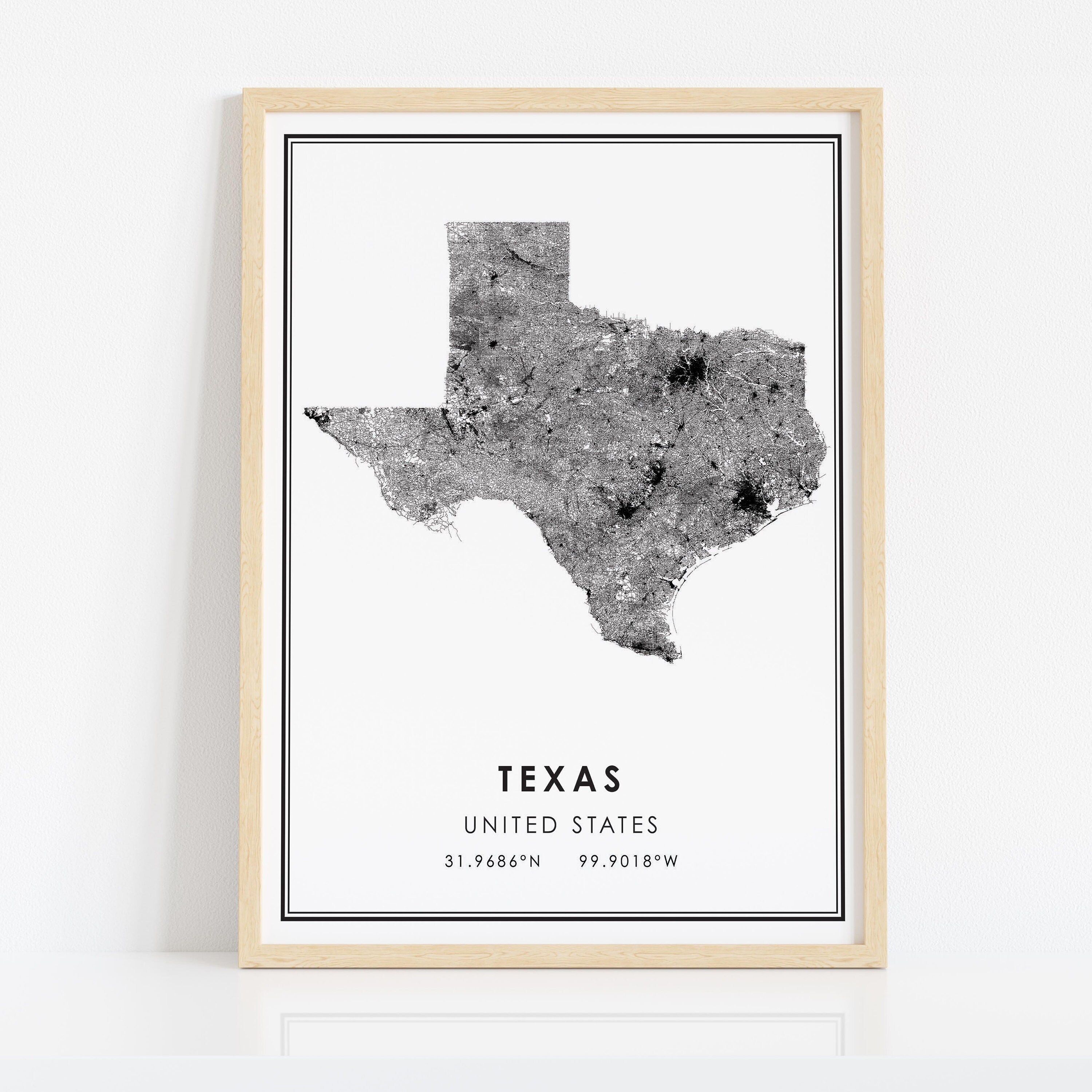 Texas United States Map Print Poster Canvas Texas United - Etsy
