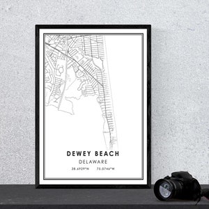 Dewey Beach map print poster canvas Dewey Beach Delaware | Etsy