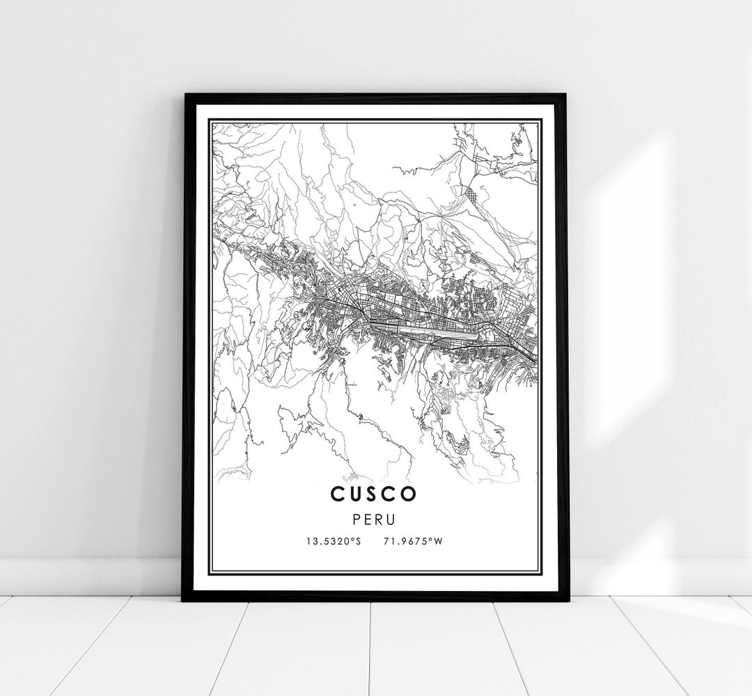 Cusco Map Print Poster Canvas | Peru Map Print Poster Canvas | Cusco ...