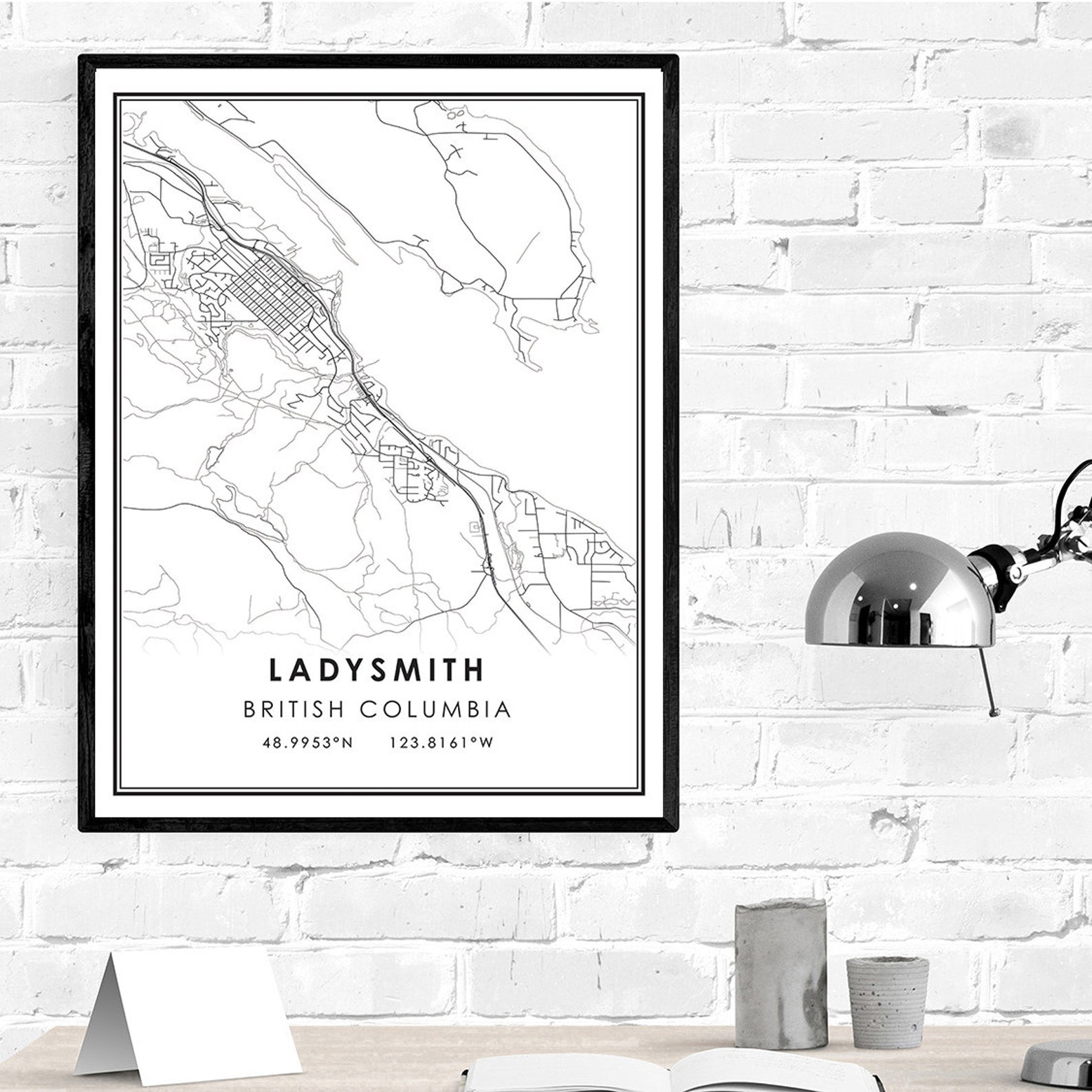 Ladysmith map print poster canvas British Columbia map print | Etsy