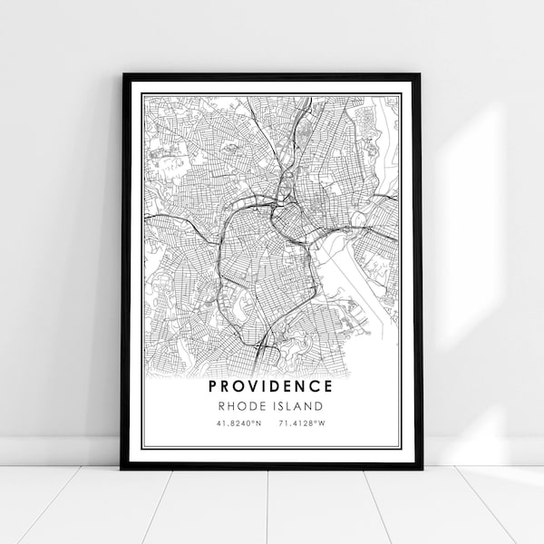 Providence Map Print Poster Canvas | Map of Providence Ri - Etsy