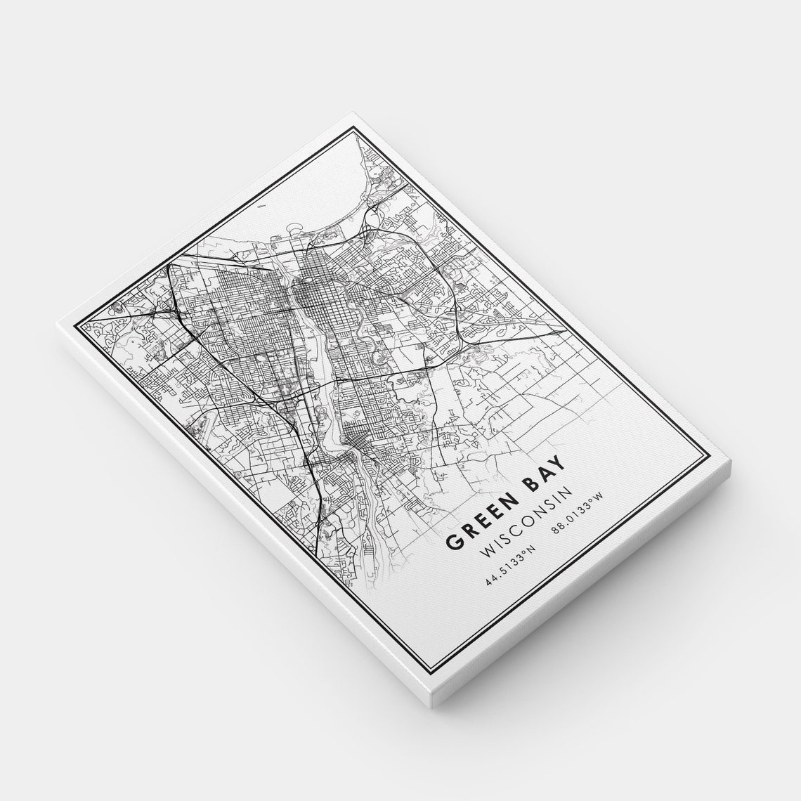 Green Bay Map Print Poster Canvas | Wisconsin Map Print Poster Canvas ...