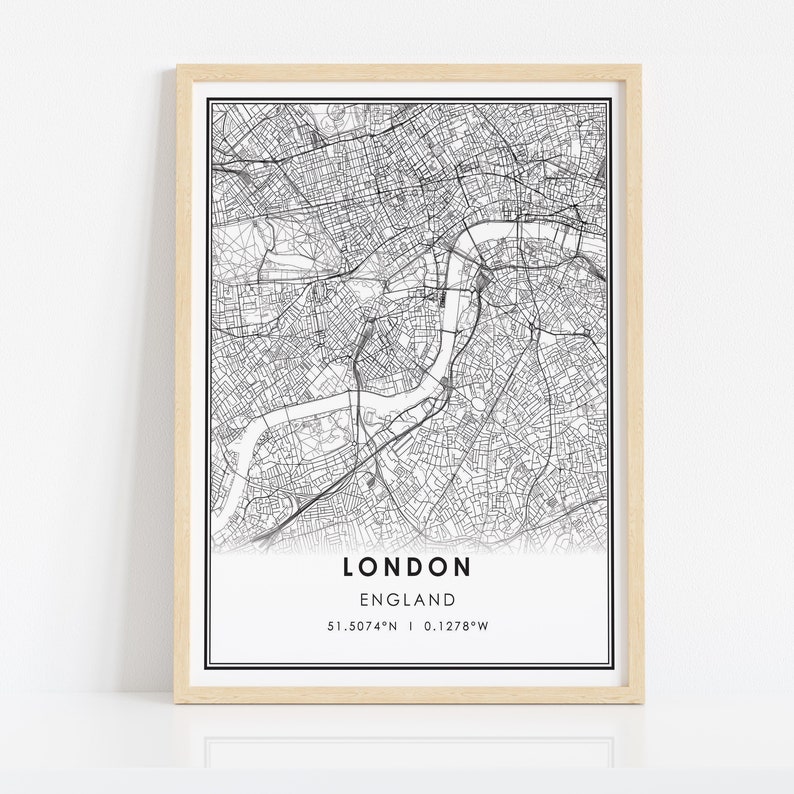London Map Print Poster Canvas England Map Print Poster - Etsy