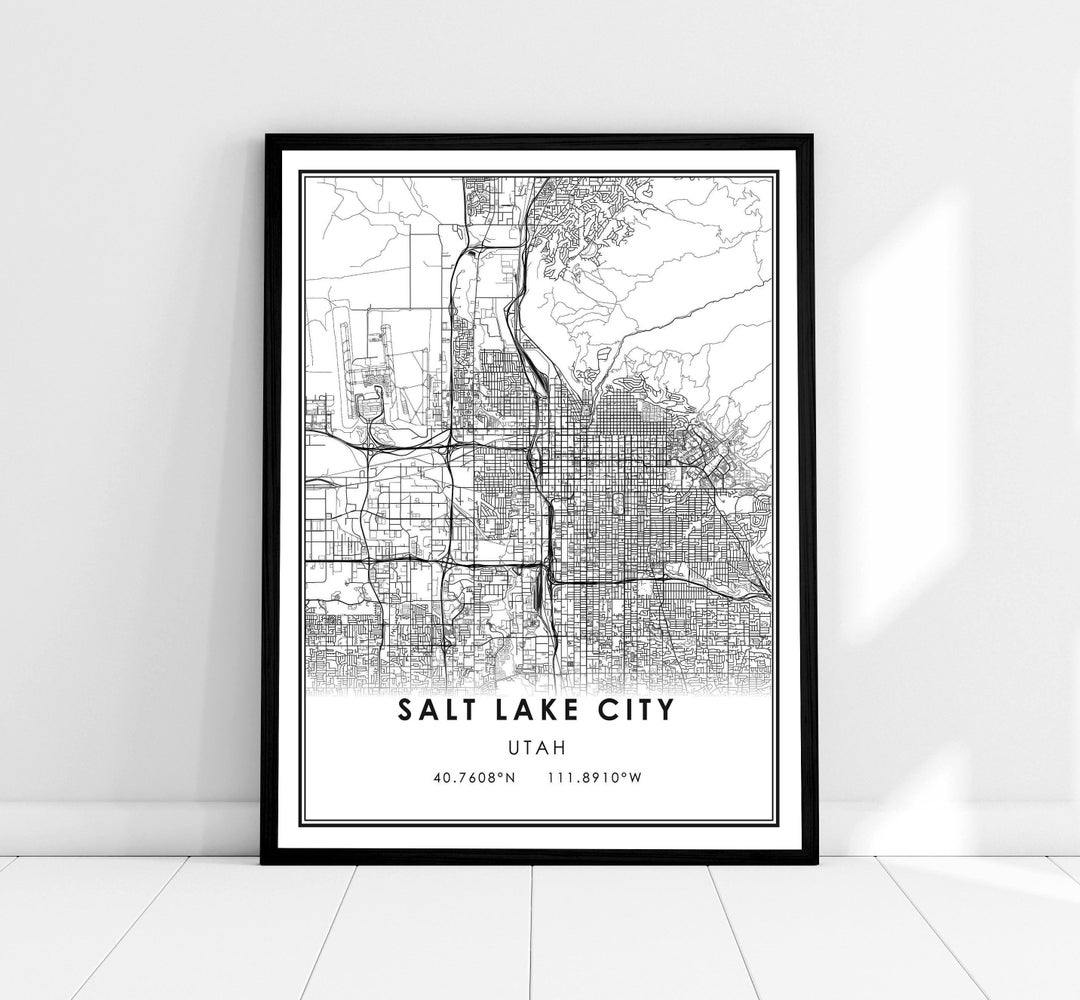Salt Lake City Map Print Poster Canvas Utan Map Print Poster Canvas ...