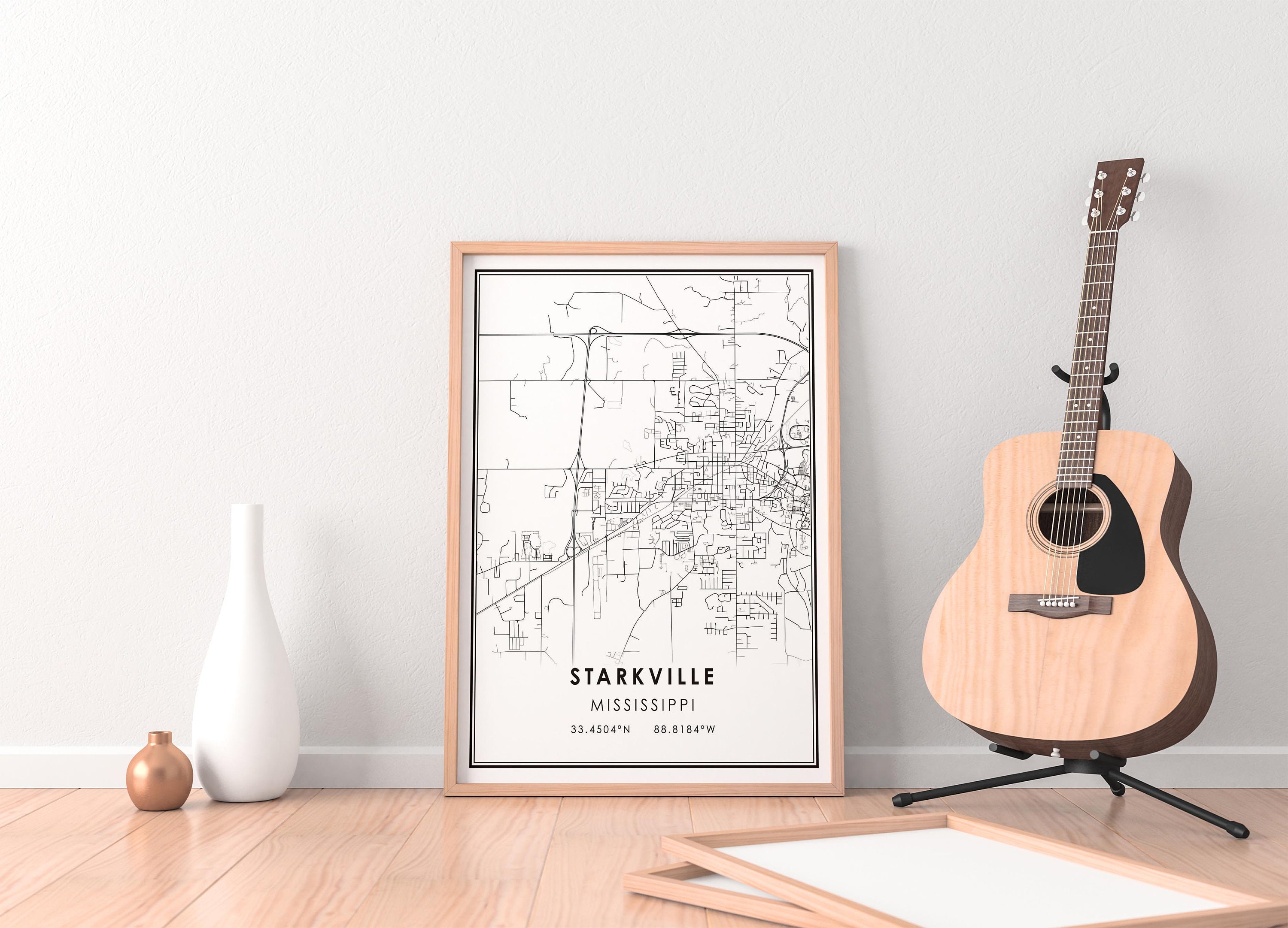 Starkville Map Print Poster Canvas Mississippi Map Print - Etsy