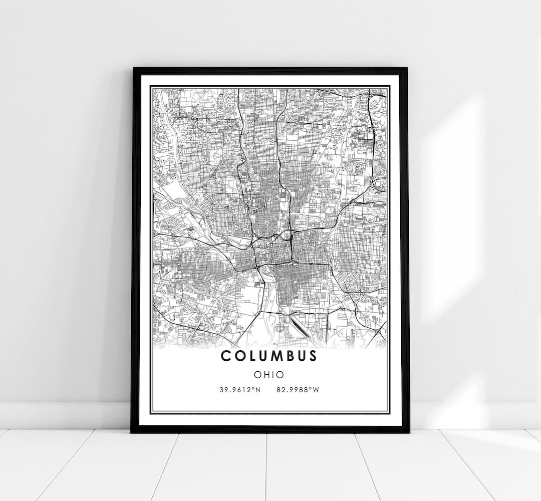 Columbus Map Print Poster Canvas | Ohio Map Print Poster Canvas ...