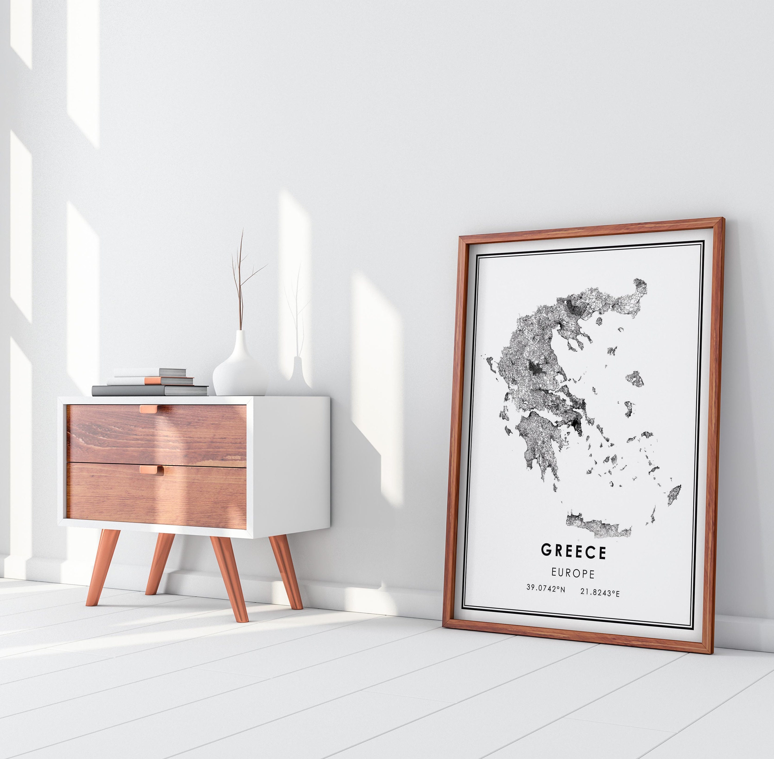 Greece Country Map Print Poster Canvas Greece Country Road - Etsy