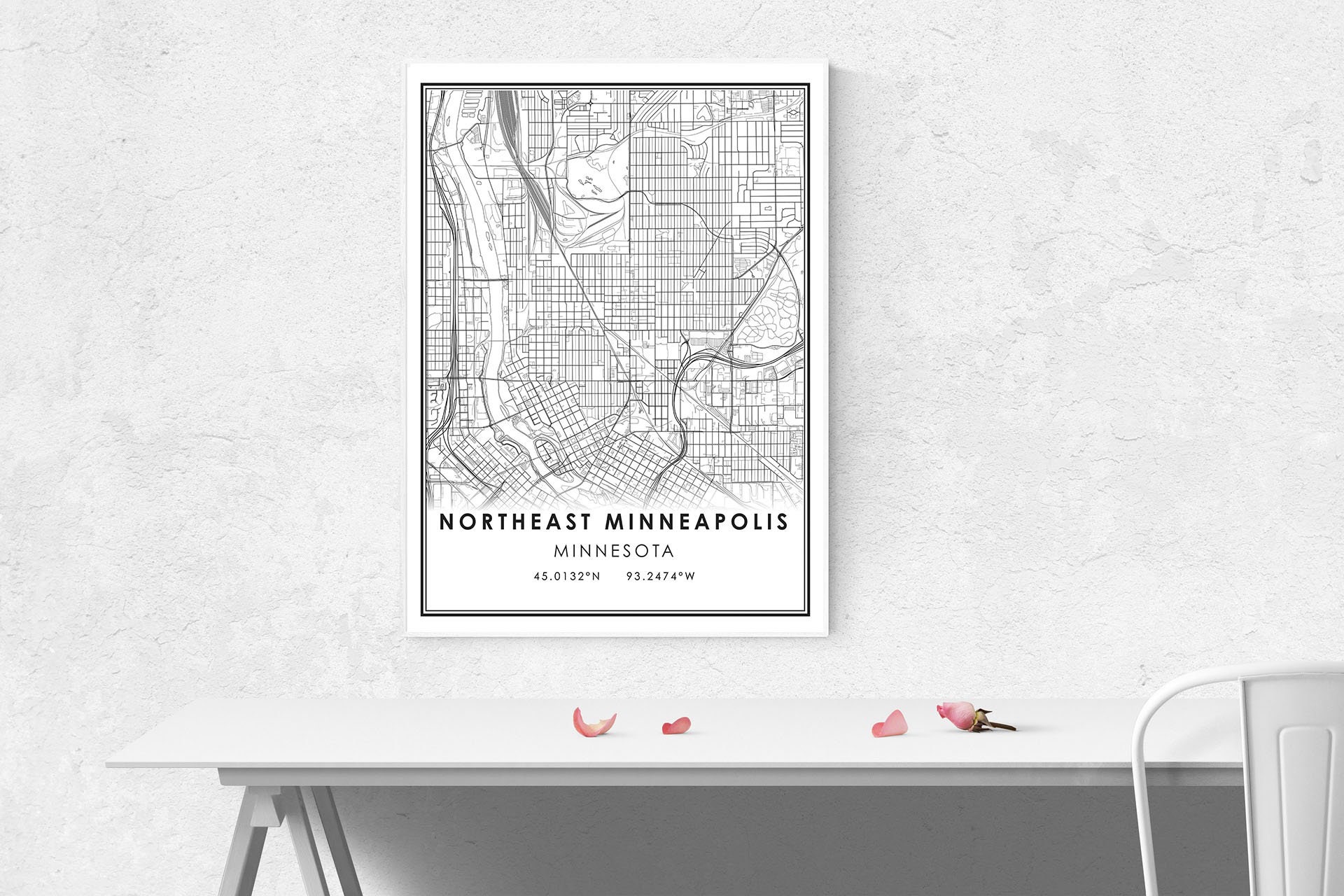 Northeast Minneapolis map print poster canvas Northeast | Etsy