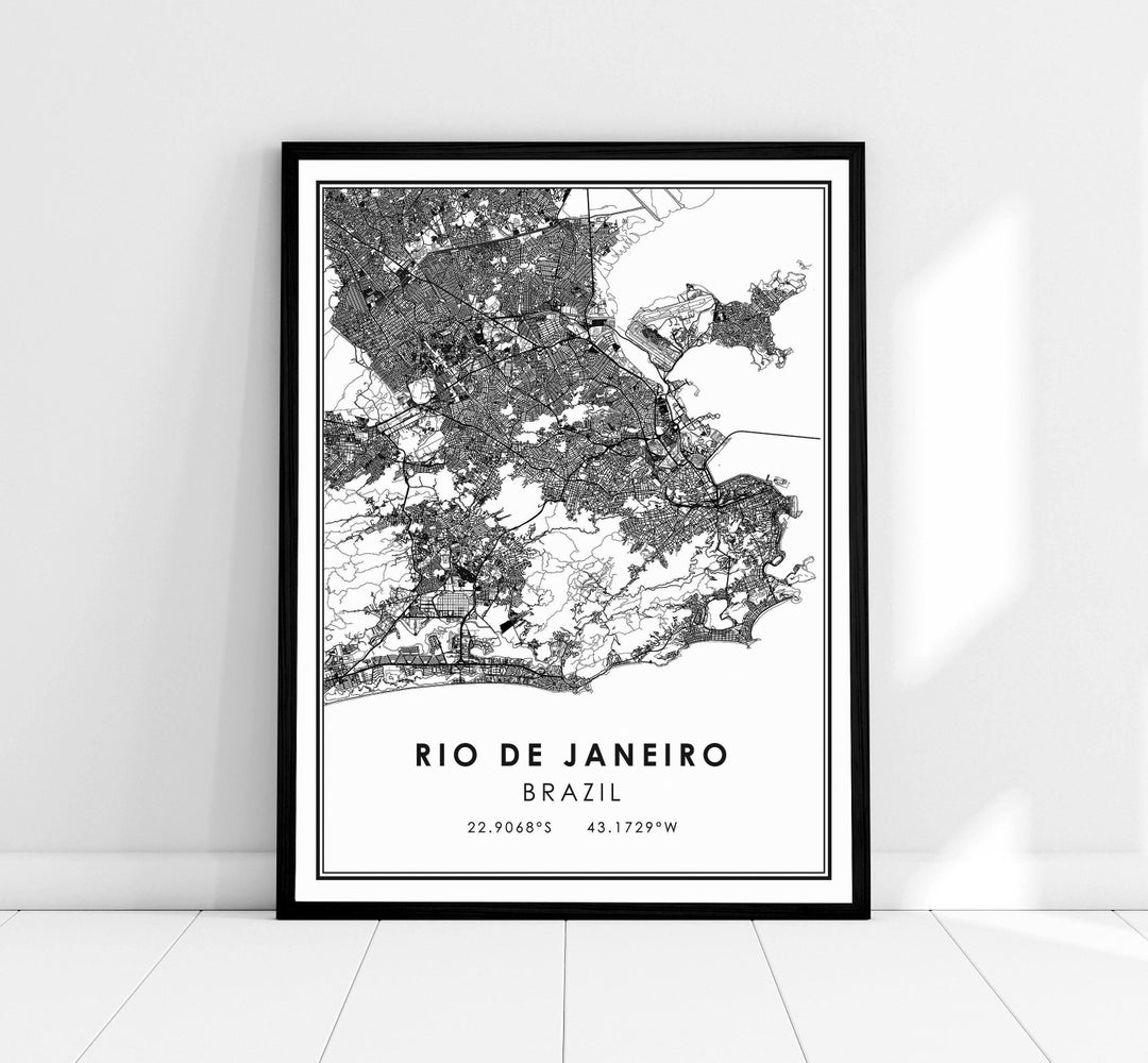 Rio De Janeiro Brazil Map Print Poster Canvas | Rio De Janeiro City Map ...