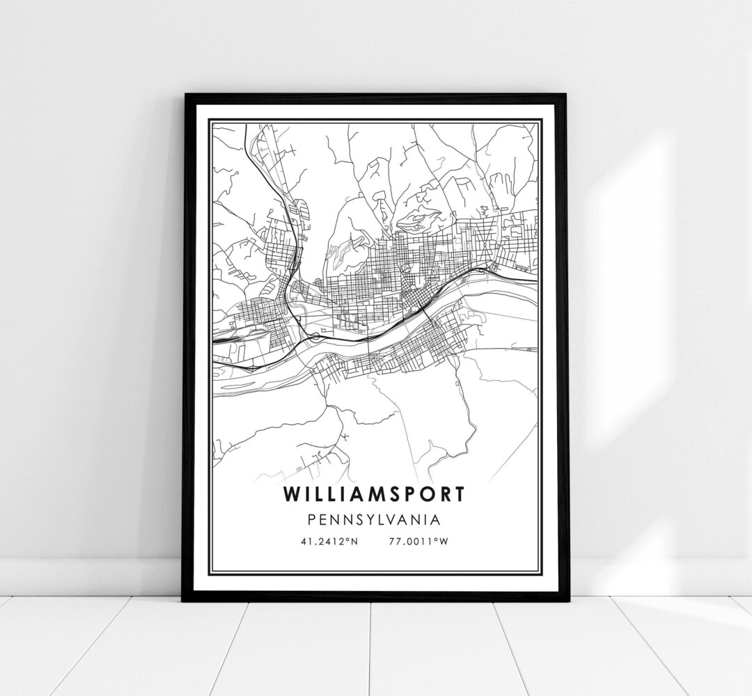 Williamsport Map Print Poster Canvas | Pennsylvania City Map Print ...