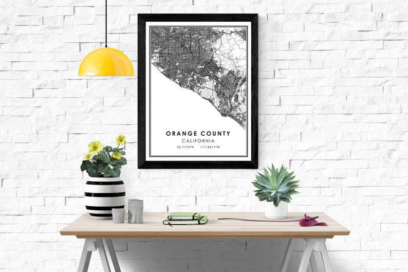 Orange County map print poster canvas Orange County Street | Etsy